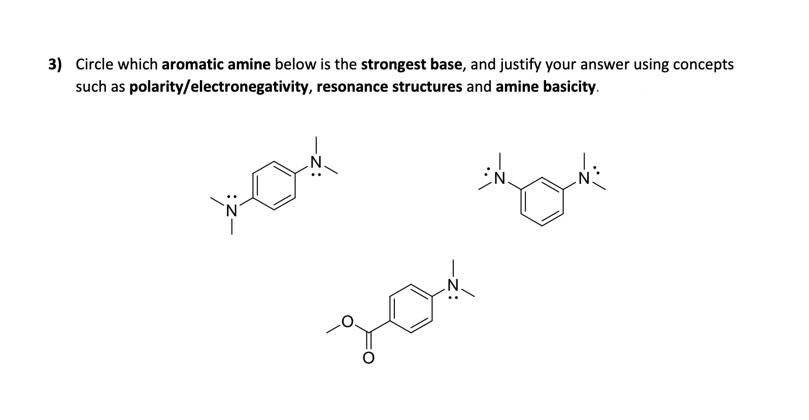 Solved Circle which aromatic amine below is the strongest | Chegg.com