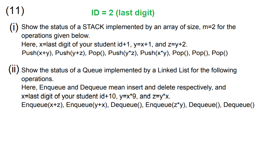 Solved Show the status of a STACK implemented by an array of | Chegg.com