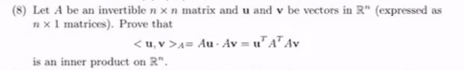 Solved (8) Let A be an invertible nxn matrix and u and v be | Chegg.com
