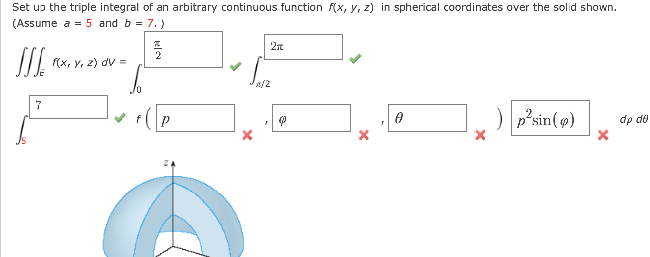 Solved Set up the triple integral of an arbitrary continuous | Chegg.com