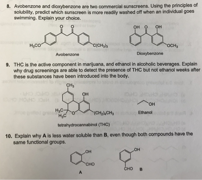 Solved Avobenzone and dioxybenzone are two commercial | Chegg.com