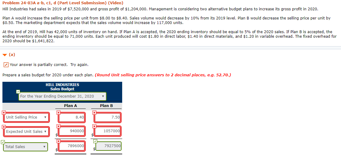 Solved Problem 24-03A a-b, ci, d (Part Level Submission) | Chegg.com