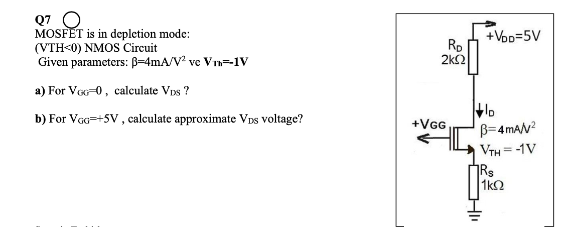 Solved Q7 O MOSFET is in depletion mode: (VTH