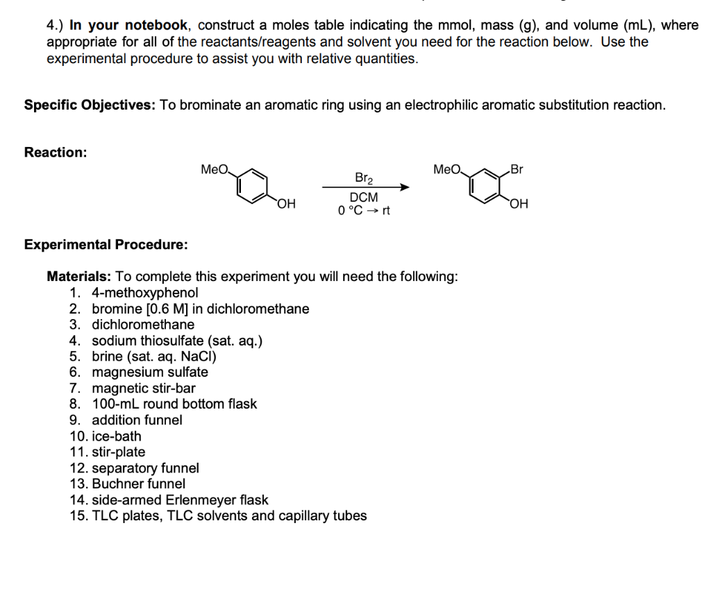 4.) In your notebook, construct a moles table | Chegg.com