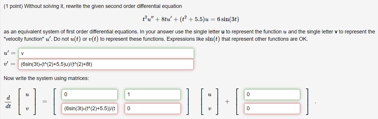 Solved Without solving it, ﻿rewrite the given second order | Chegg.com