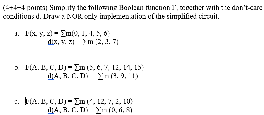 Solved 444 Points Simplify The Following Boolean