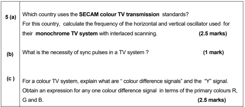 5 (a) Which country uses the SECAM colour TV | Chegg.com
