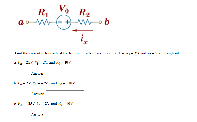 Solved Find the current ix for each of the following sets of | Chegg.com