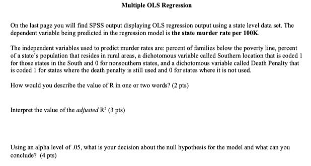 Solved Multiple OLS Regression On the last page you will | Chegg.com