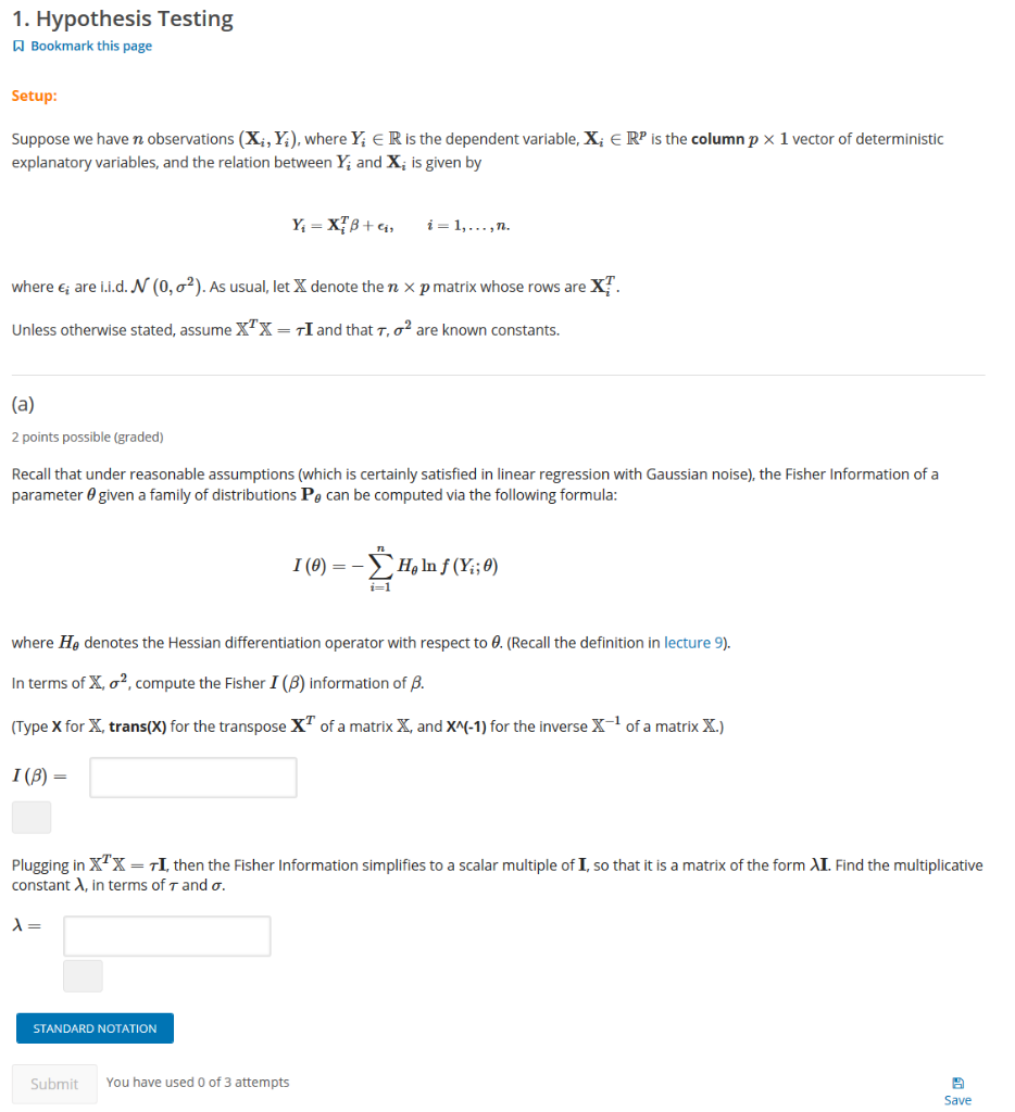 1. Hypothesis Testing Setup: Suppose we have n | Chegg.com 1. Hypothesis Testing Setup: Suppose we have n | Chegg.com