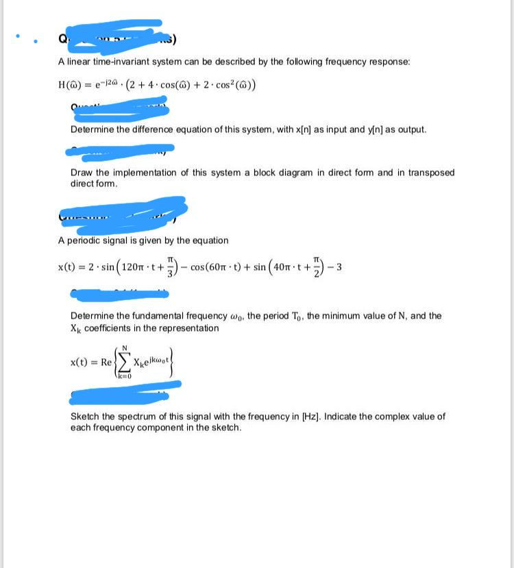 Solved A linear time-invariant system can be described by | Chegg.com