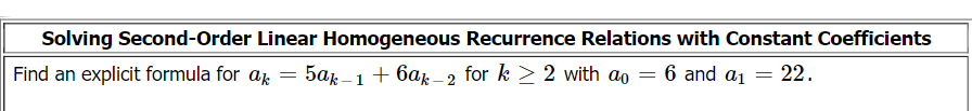 Solved Solving Second Order Linear Homogeneous Recurrence