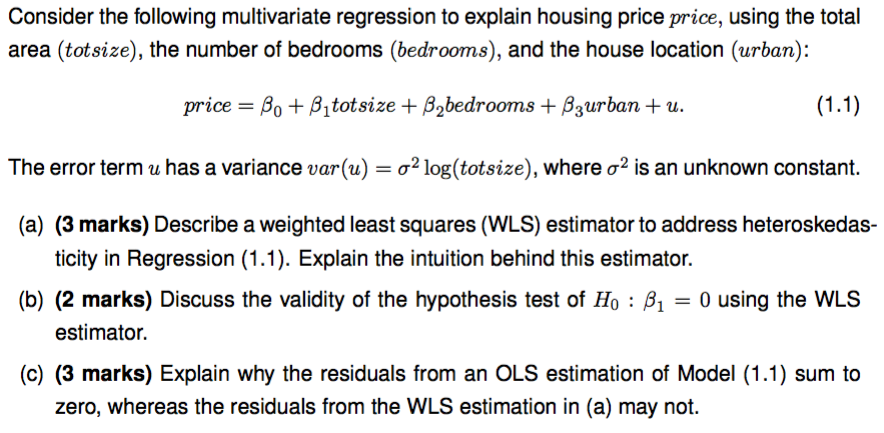 Solved Consider the following multivariate regression to | Chegg.com