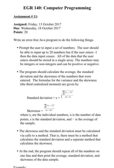 Solved EGR 140: Computer Programming Assignment # 11 | Chegg.com