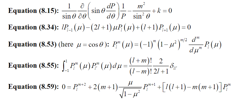 m/2 dm Equation (8.15): 1 (sin edP4 m +k=0 10.17): | Chegg.com