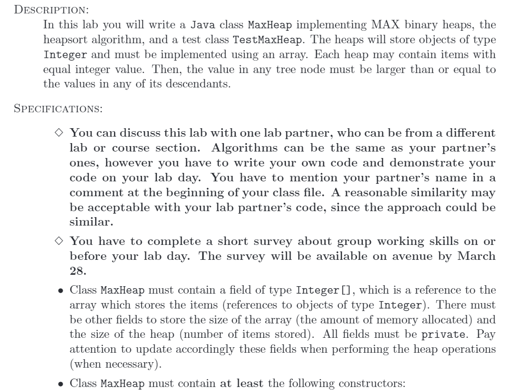 Solved DESCRIPTION: In this lab you will write a Java class | Chegg.com