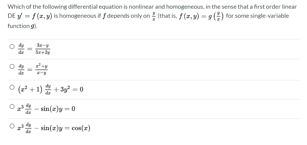 Solved Which of the following differential equation is | Chegg.com