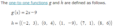 Solved The one-to-one functions g and h are defined as | Chegg.com