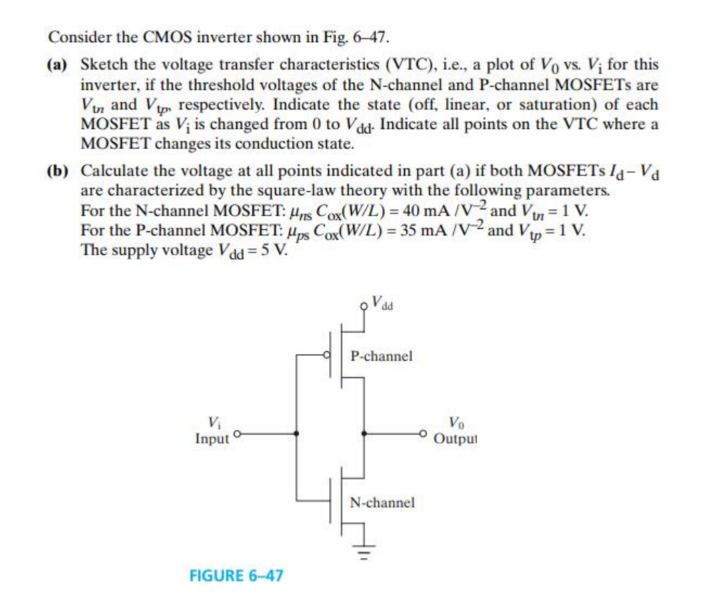 Solved Consider the CMOS inverter shown in Fig. 6–47. (a) | Chegg.com