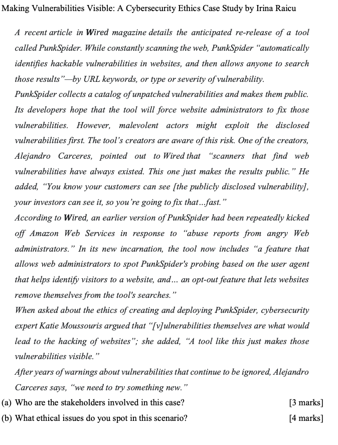 Solved Iaking Vulnerabilities Visible: A Cybersecurity | Chegg.com