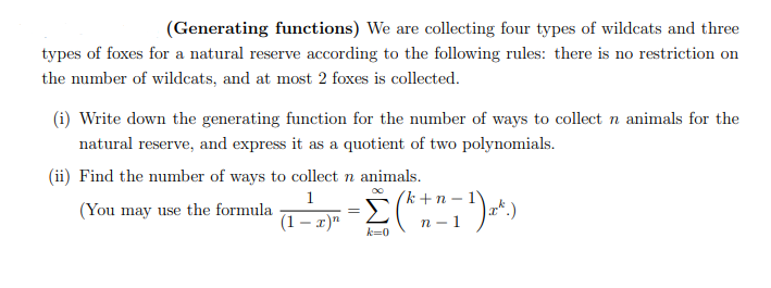 Solved (Generating functions) We are collecting four types | Chegg.com