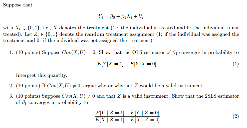 Suppose That Y Bo B1x U With Xi € {0 1}