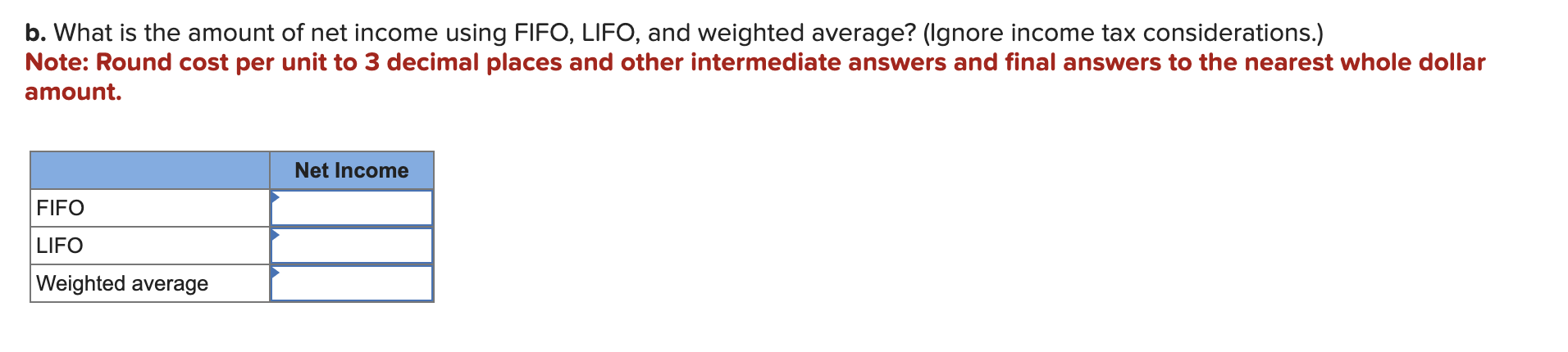 Solved b. What is the amount of net income using FIFO, LIFO, | Chegg.com