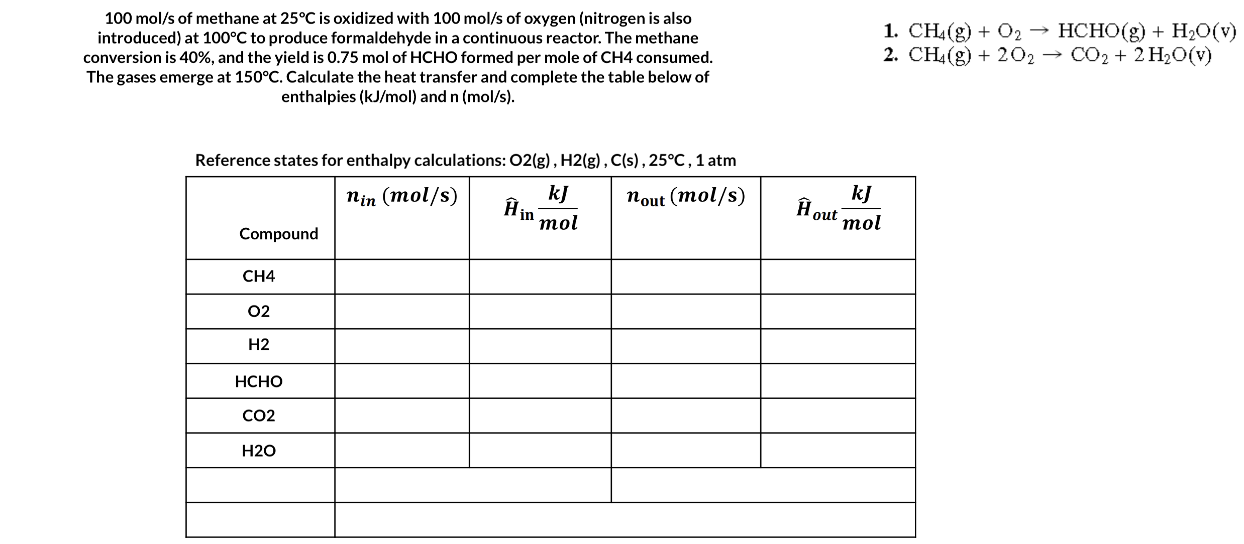 Solved Calculate the heat transfer and complete the table | Chegg.com