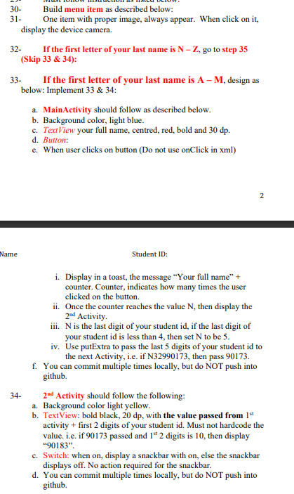 Solved 30- Build menu item as described below: 31- One item | Chegg.com