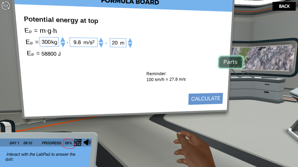 BOARD BACK Potential energy at top Ep = m.g.h Ep = | Chegg.com