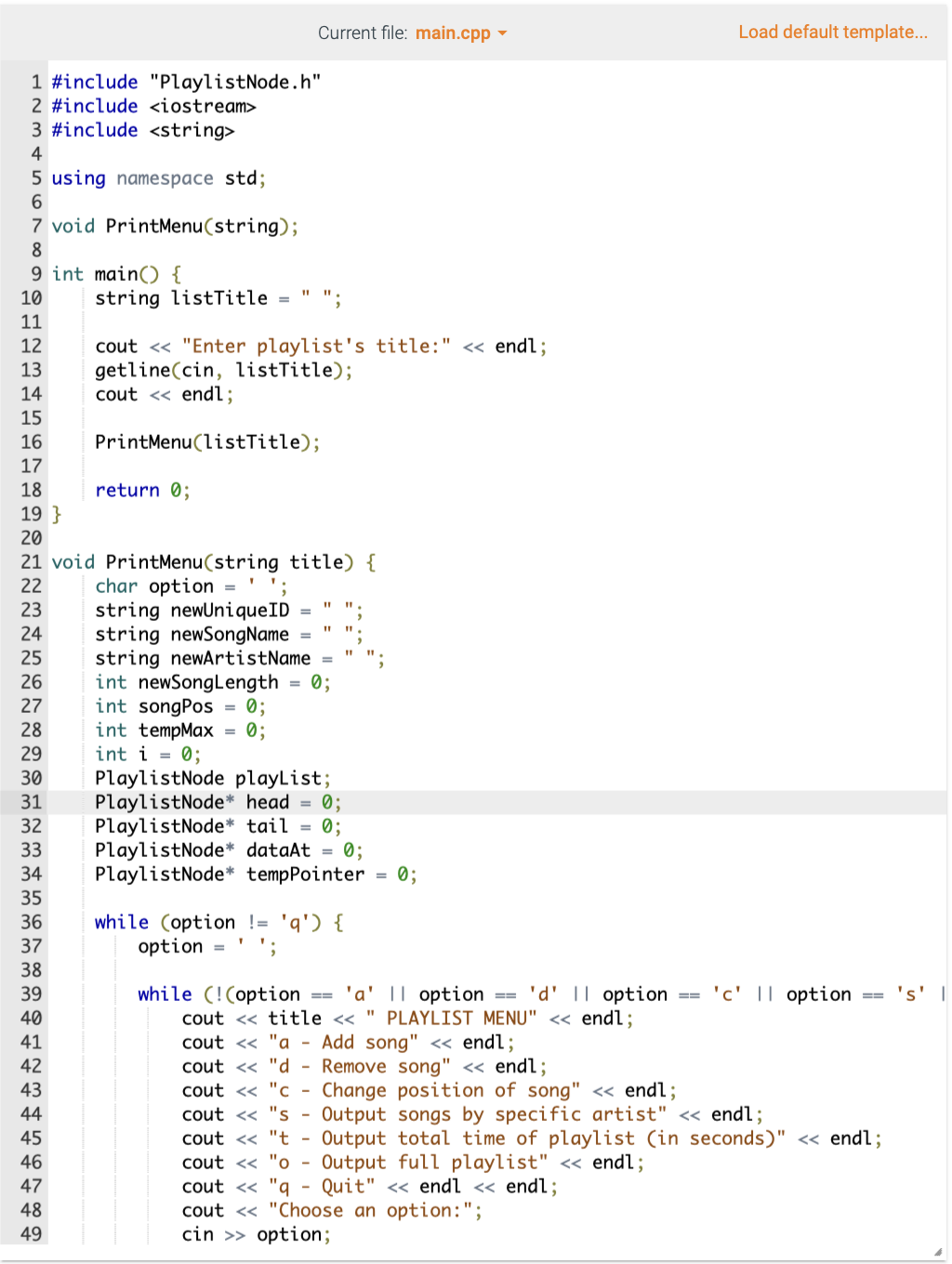 5: Unit test ∧ Test PrintMenu("JAMZ"). Should output | Chegg.com