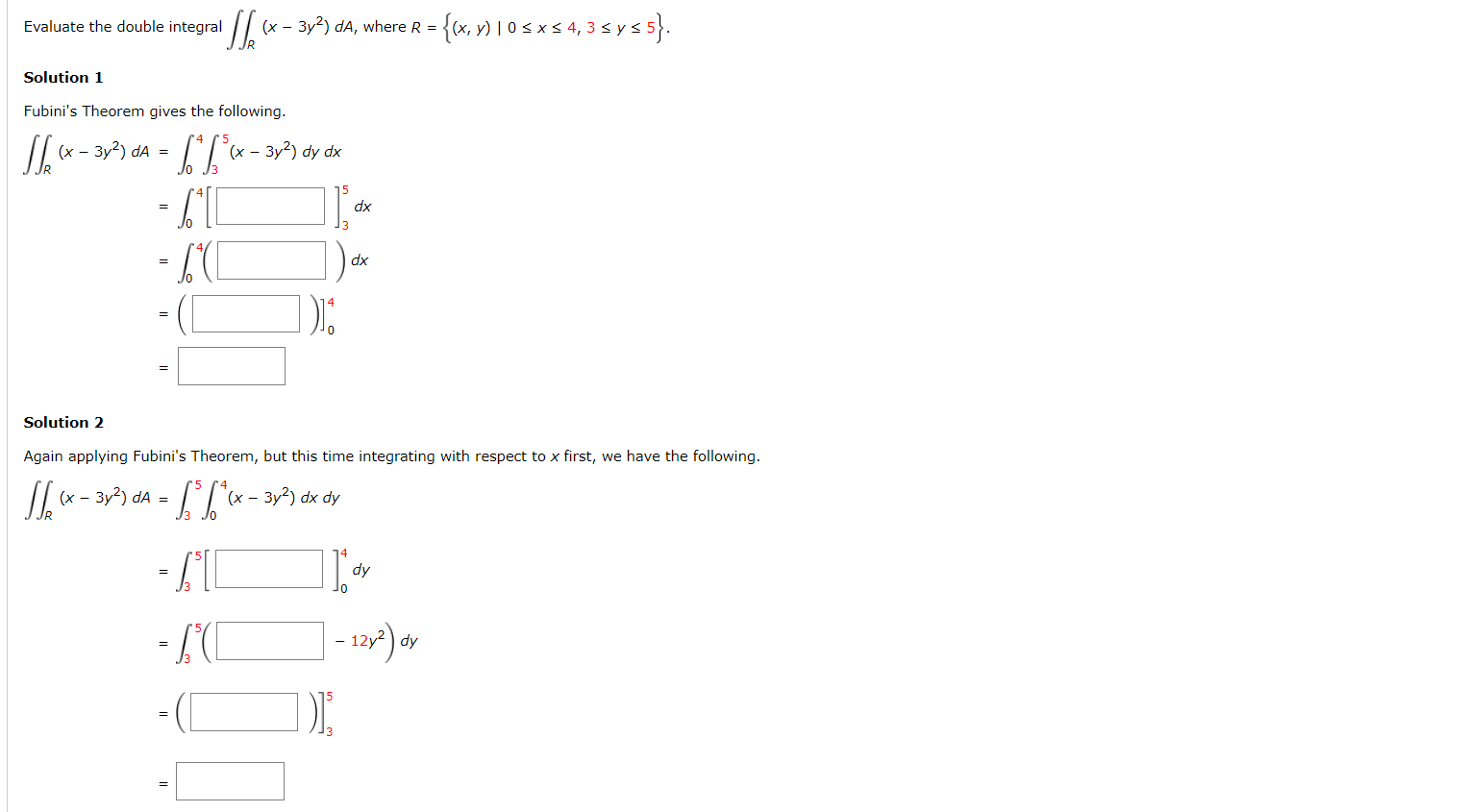 Solved Evaluate the double integral ∬R(x−3y2)dA, where | Chegg.com
