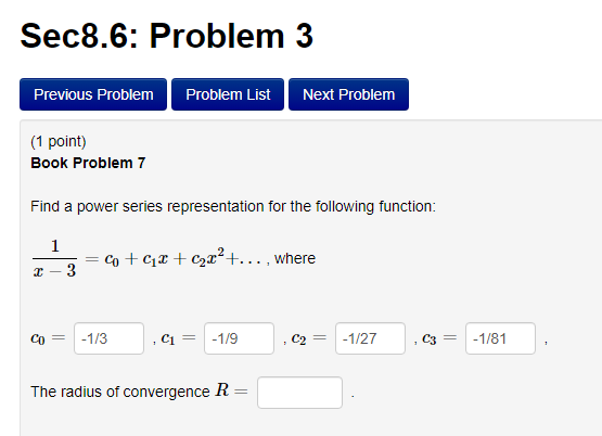 Solved Sec8.6: Problem 3 Previous Problem Problem List Next | Chegg.com Solved Sec8.6: Problem 3 Previous Problem Problem List Next | Chegg.com