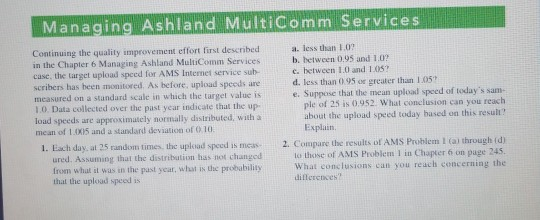 Solved Managing Ashland MultiComm Services quality | Chegg.com