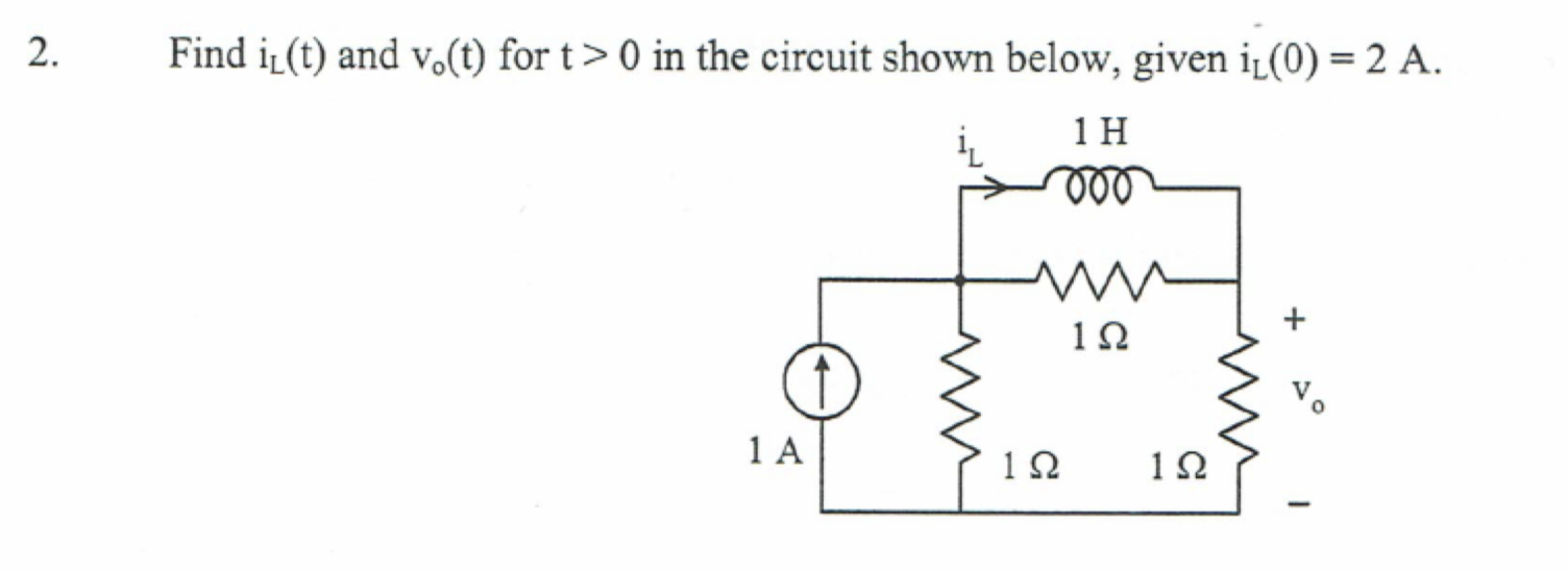 Solved Find iL(t) and v0(t) for t>0 in the circuit shown | Chegg.com
