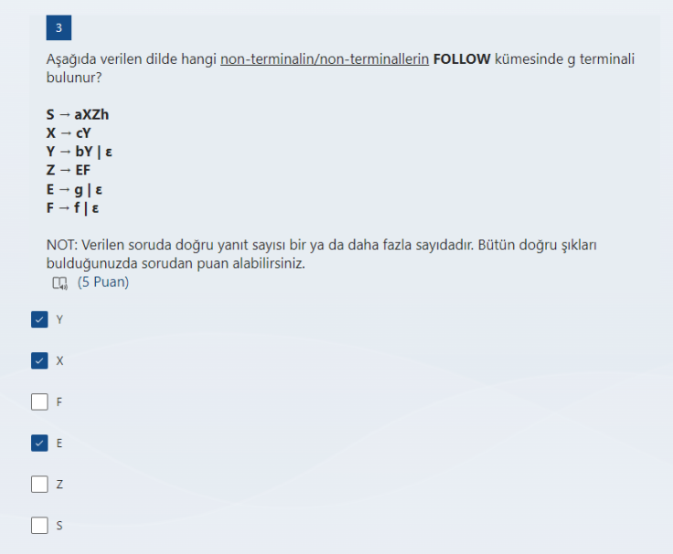 Solved 1-) Which non-terminal/non-terminals in the given | Chegg.com