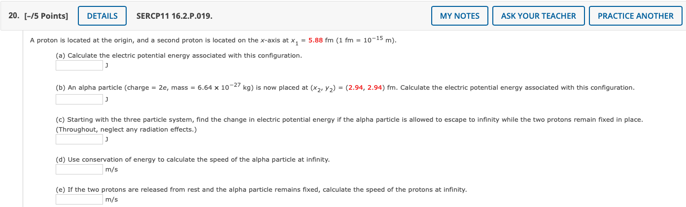Solved proton is located at the origin, and a second proton | Chegg.com