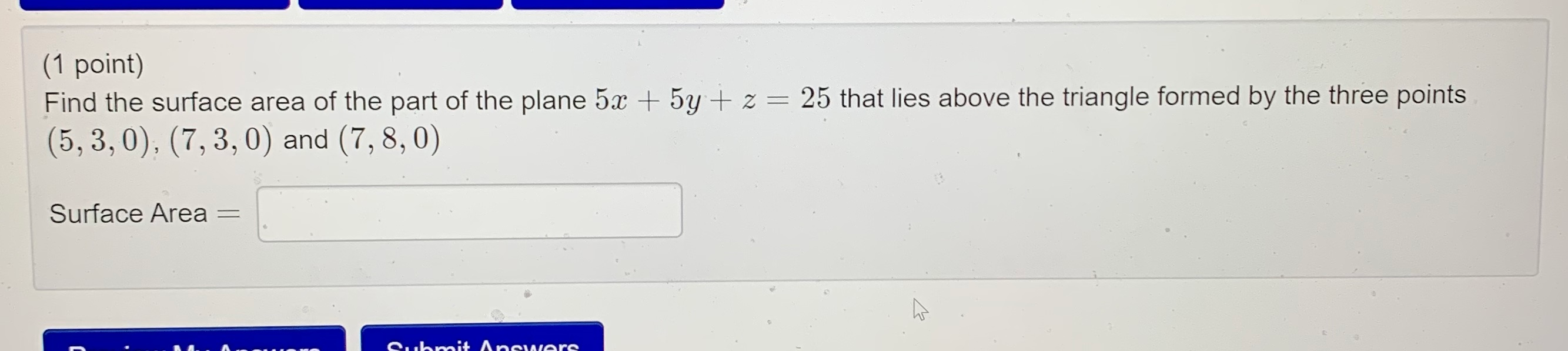 Solved Find the surface area of the part of the plane | Chegg.com