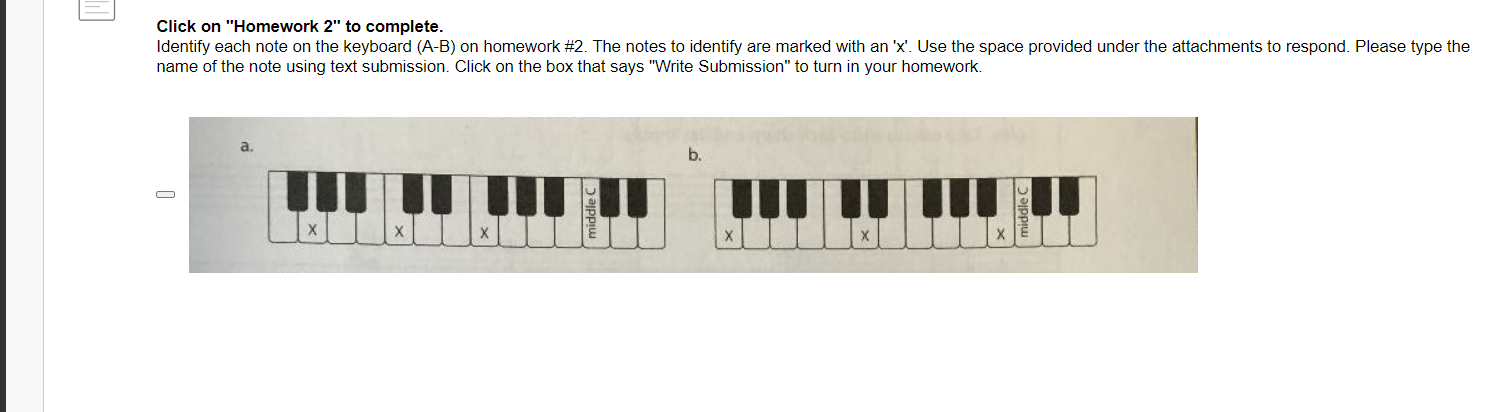 Identify each note on the keyboard (A-B) ﻿on homework | Chegg.com