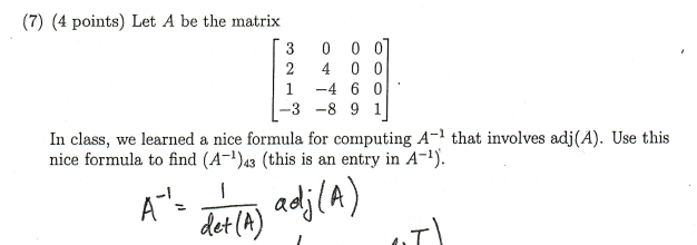 Solved (7) (4 ﻿points) ﻿Let A ﻿be the | Chegg.com