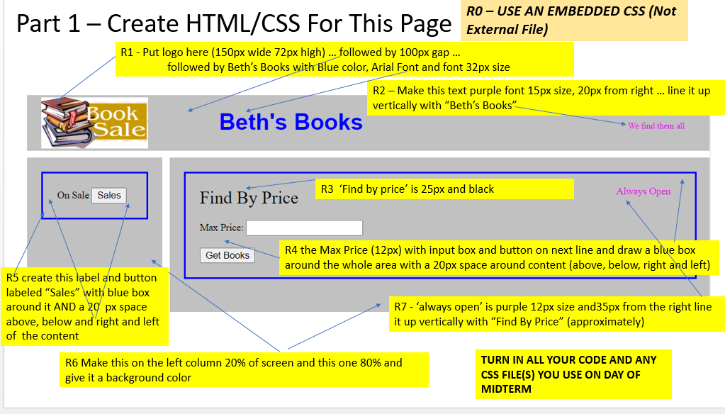Solved RO – USE AN EMBEDDED CSS (Not Part 1 - Create | Chegg.com