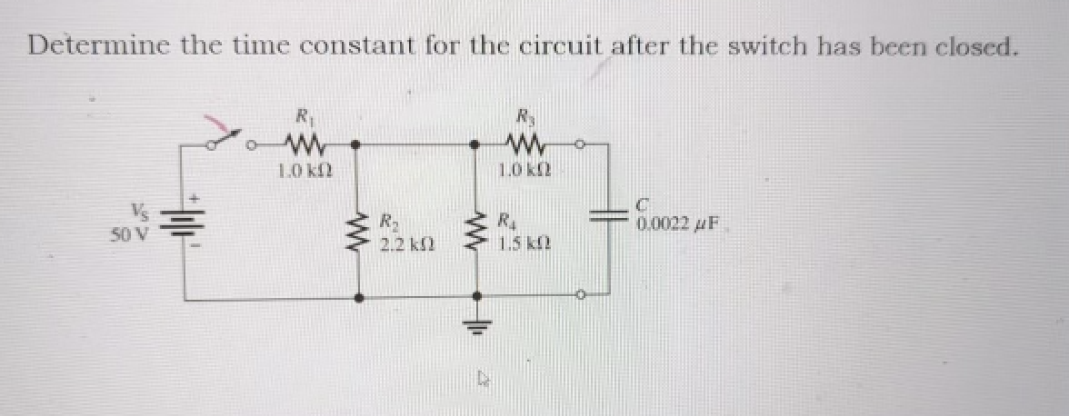 Solved Determine the time constant for the circuit after the | Chegg.com
