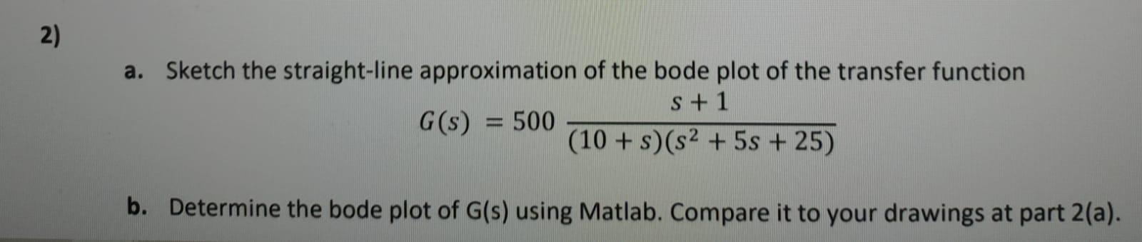 Solved 2) a. Sketch the straight-line approximation of the | Chegg.com