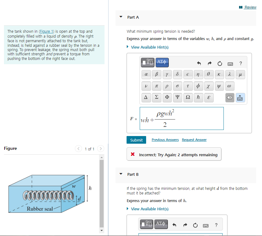 Solved The tank shown in (Figure 1) is open at the top and | Chegg.com