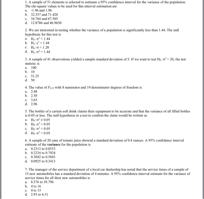 Solved I. A sample of 51 elements is selected to estimate a | Chegg.com