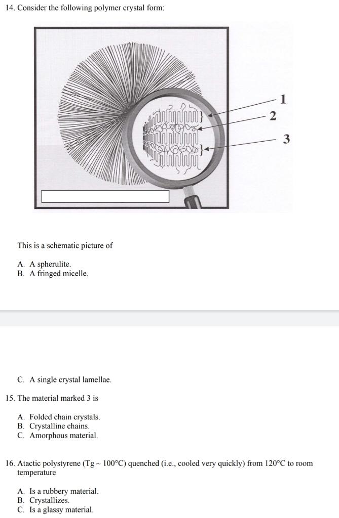 Solved 14. Consider the following polymer crystal form: 1 2 | Chegg.com