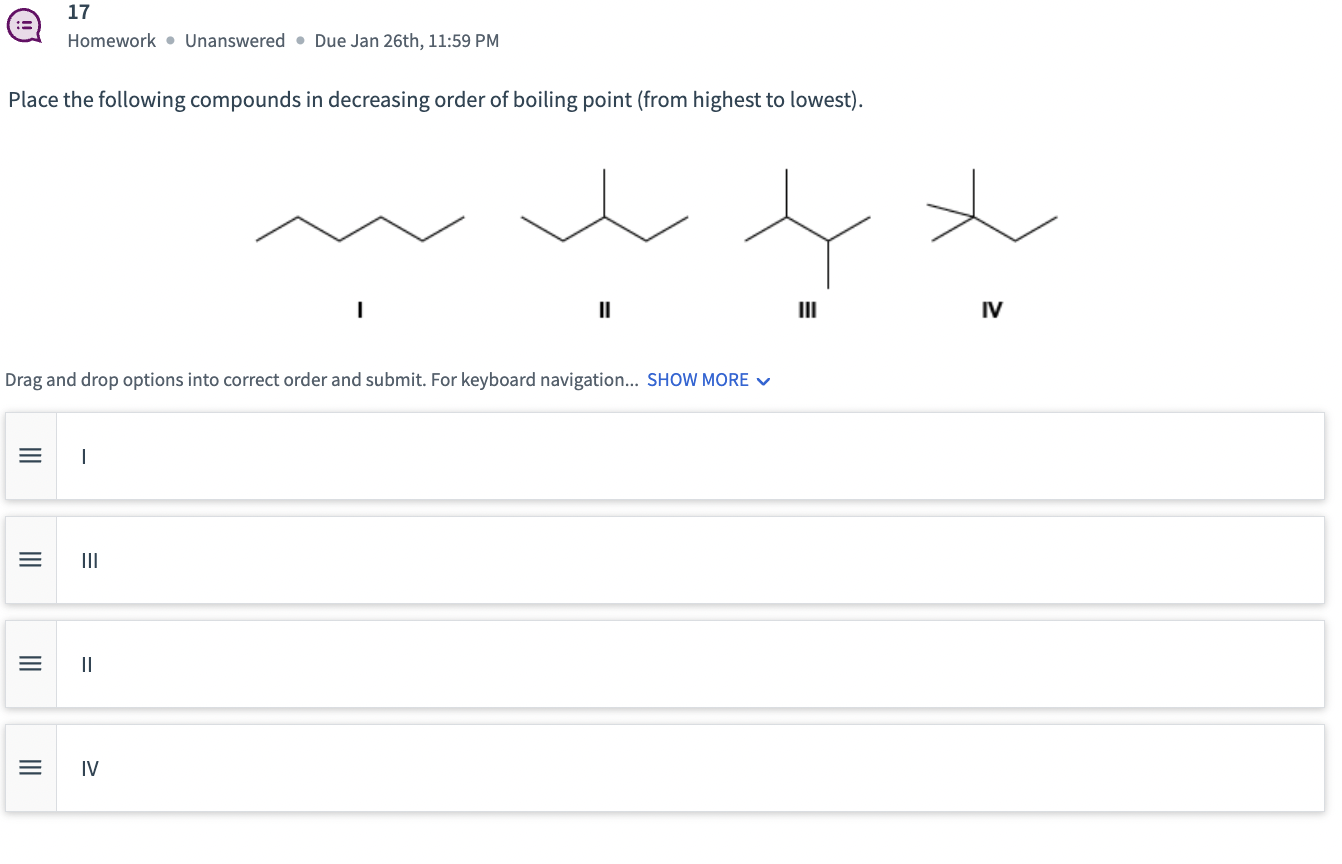 Solved Place the following compounds in decreasing order of | Chegg.com