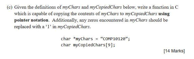 Solved (c) Given the definitions of myChars and | Chegg.com
