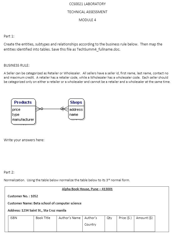 Part 1: Create an ERD based on the business rules | Chegg.com