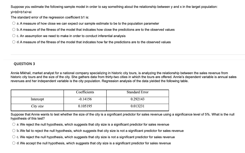 Solved Suppose you estimate the following sample model in | Chegg.com